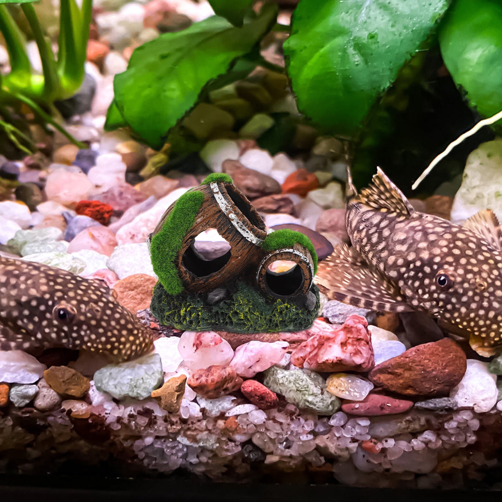 OUNONA Resin Broken Barrel Fish Tank Decor Fish Tank Accessories ...