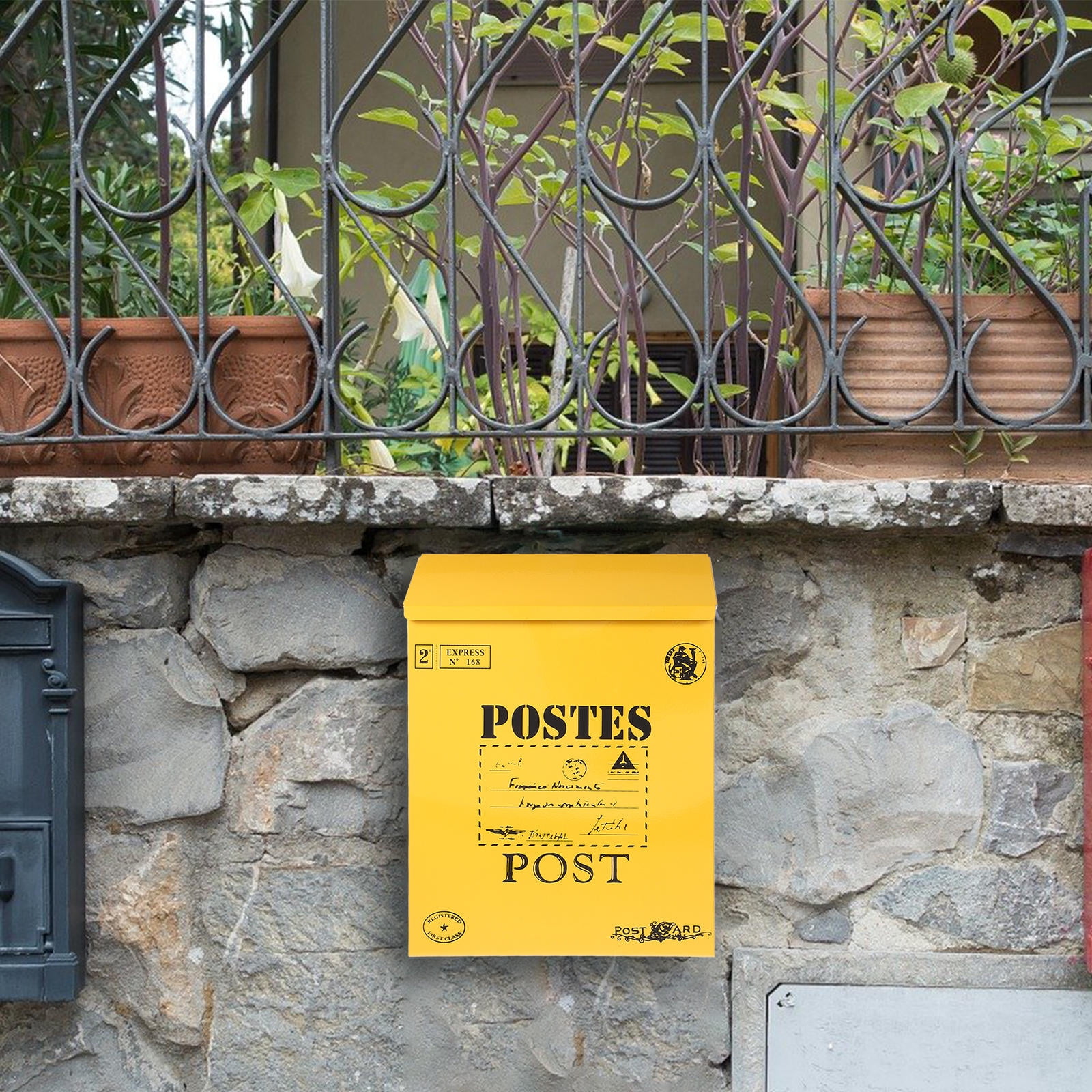 OUNONA Retro Mailbox Wall Mounted Post Box Lockable Letter Boxes ...