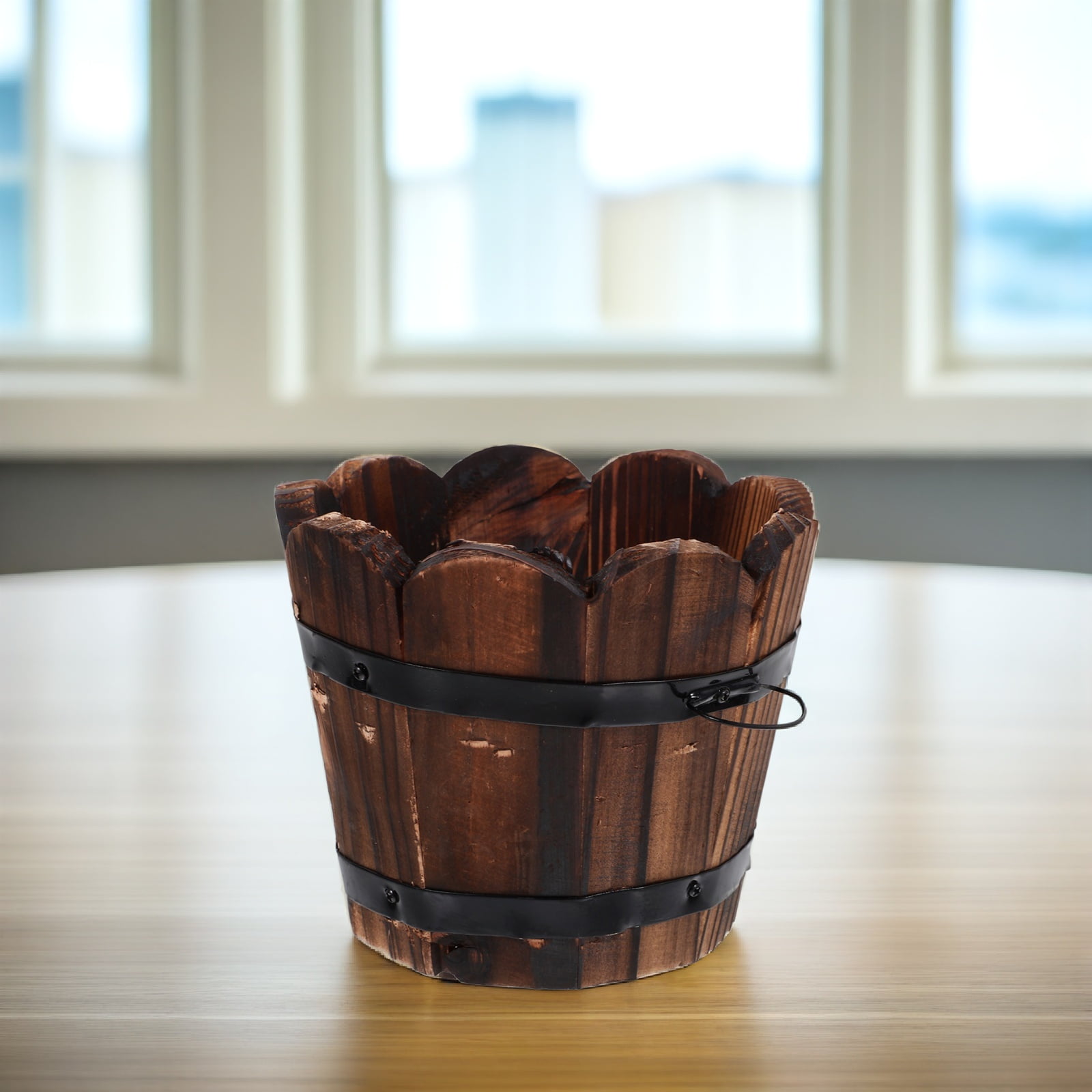 OUNONA Retro Wood Plant Pot for Home in Coffee Color Perfect for Flower ...