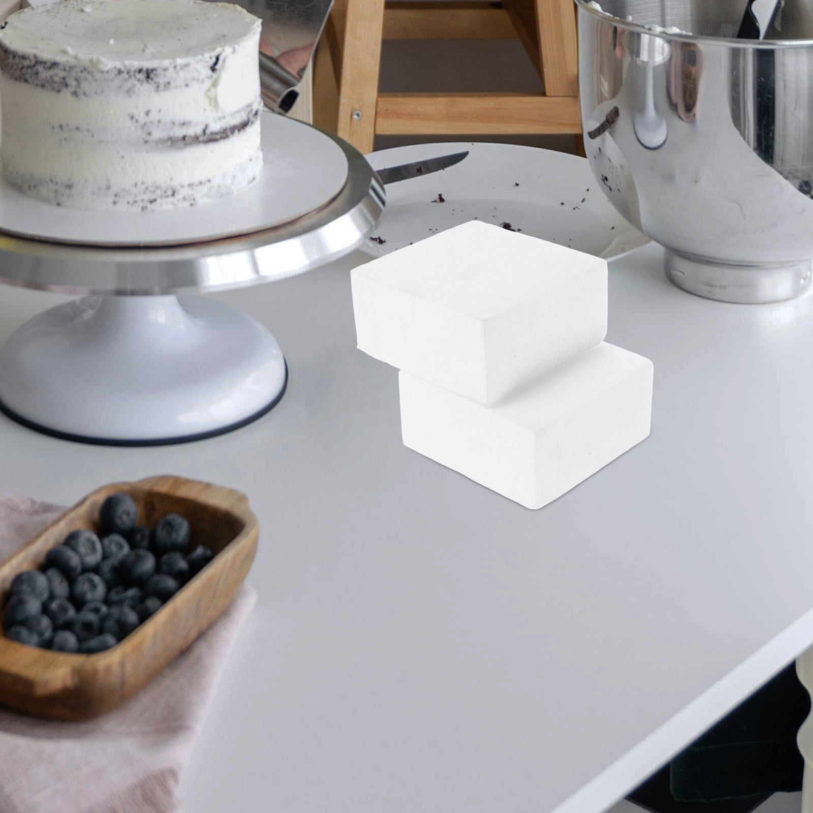 OUNONA Reusable White Foam Block Cake Dummy for Fondant Cake Decorating ...