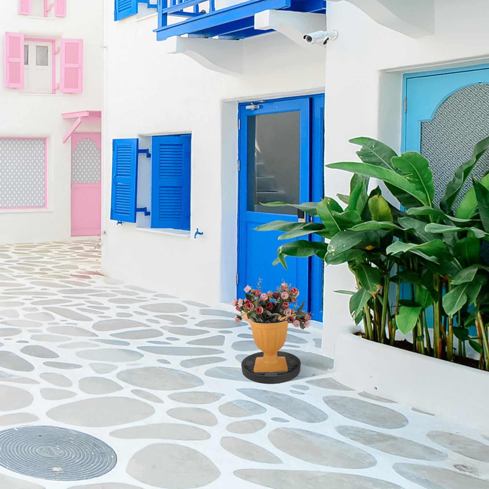 OUNONA Round Indoor Plant Stand with Hidden Rolling Casters Heavy-Duty ...