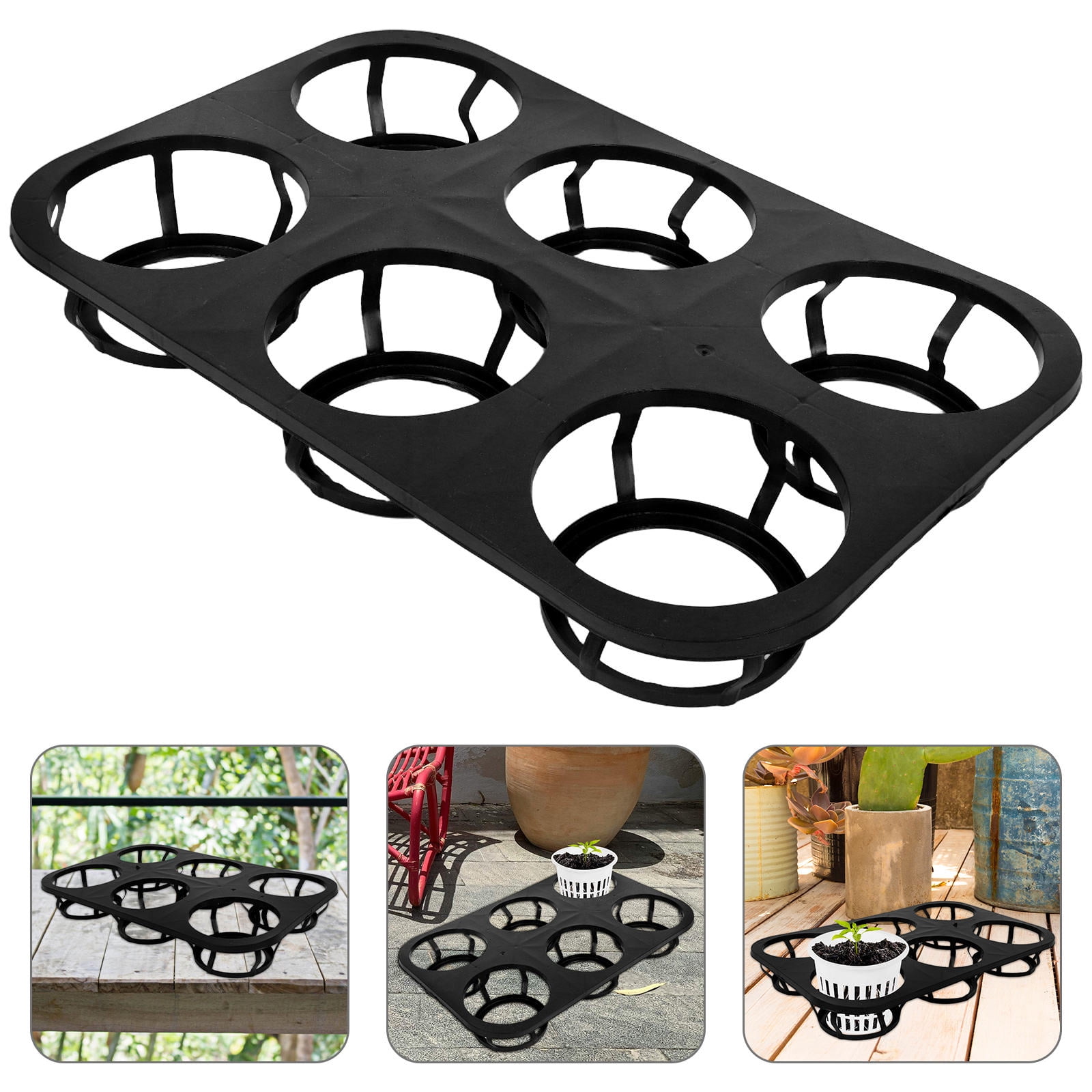 OUNONA Round Nursery Pot Tray With 6 Cell Plant Trays Flower Pot Moving ...