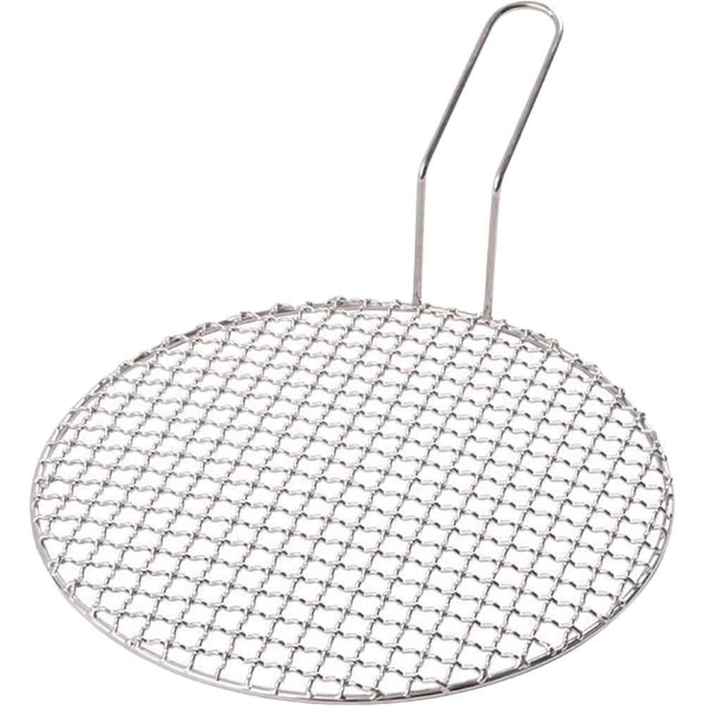 OUNONA Round Stainless Steel Barbecue Grill Net With Handle Mesh Bbq ...