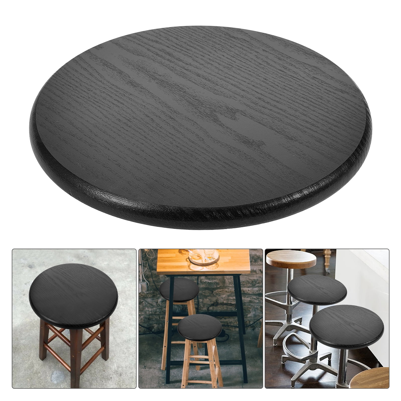 WEAVILUX Black Wood Stool Seat Replacement Cushion for Secure and ...