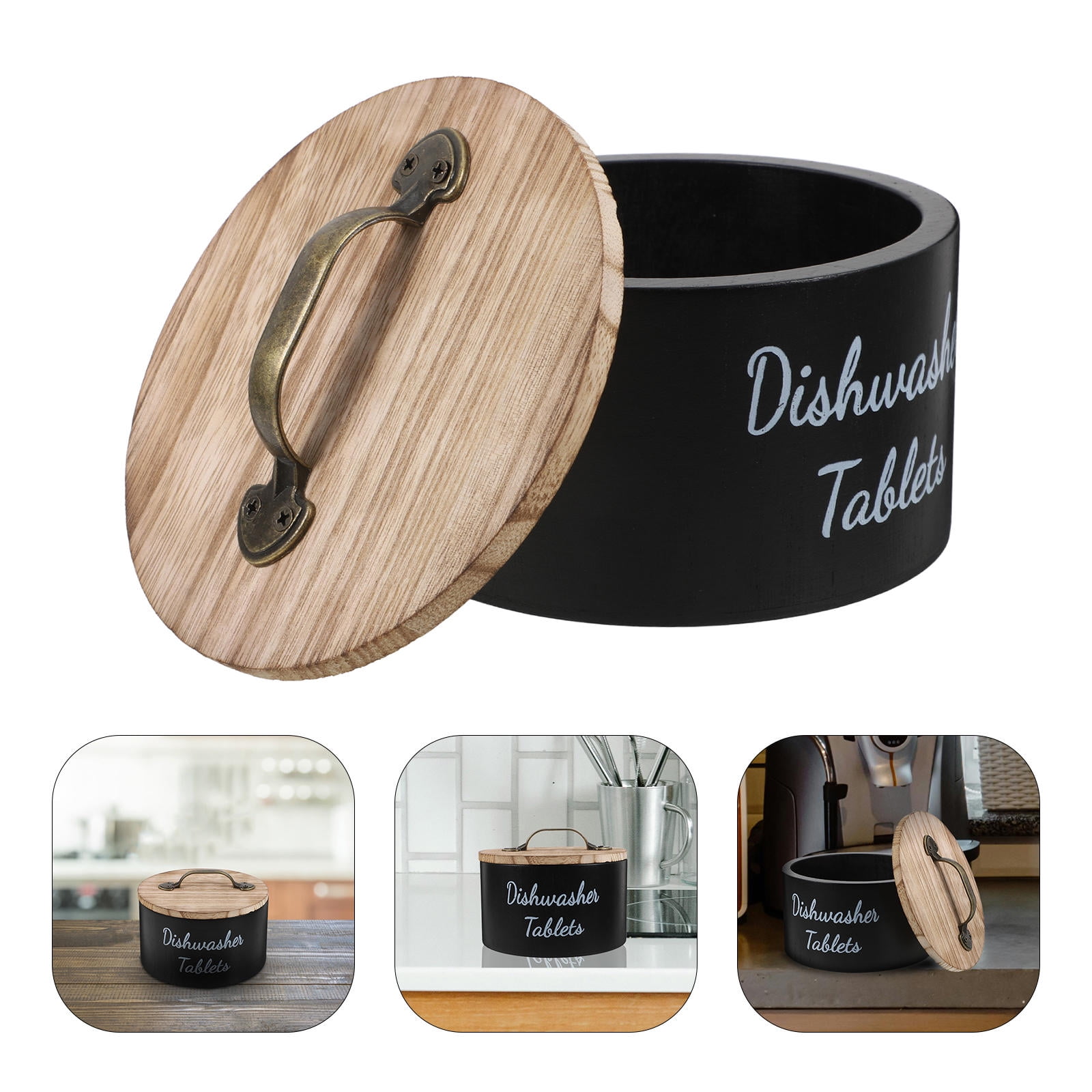 OUNONA Rustic Laundry Pod Box with Wooden Lid Room Organization and ...