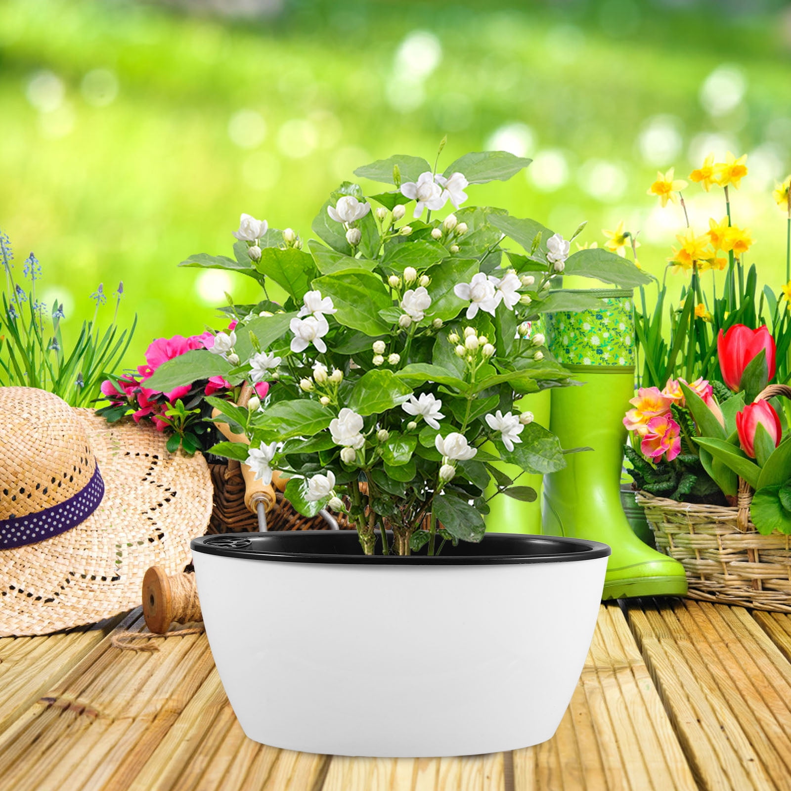 OUNONA Self Watering Plants Pot Plastic Plants Planter Flower Nursery ...