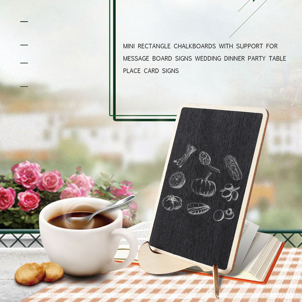 OUNONA Set of 10 Black Wood Mini Chalkboards for Decor and Message Use ...