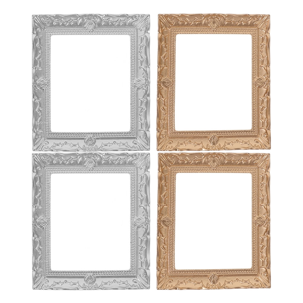 OUNONA Set of 4 Miniature Vintage Resin Picture Frames for Dollhouse ...