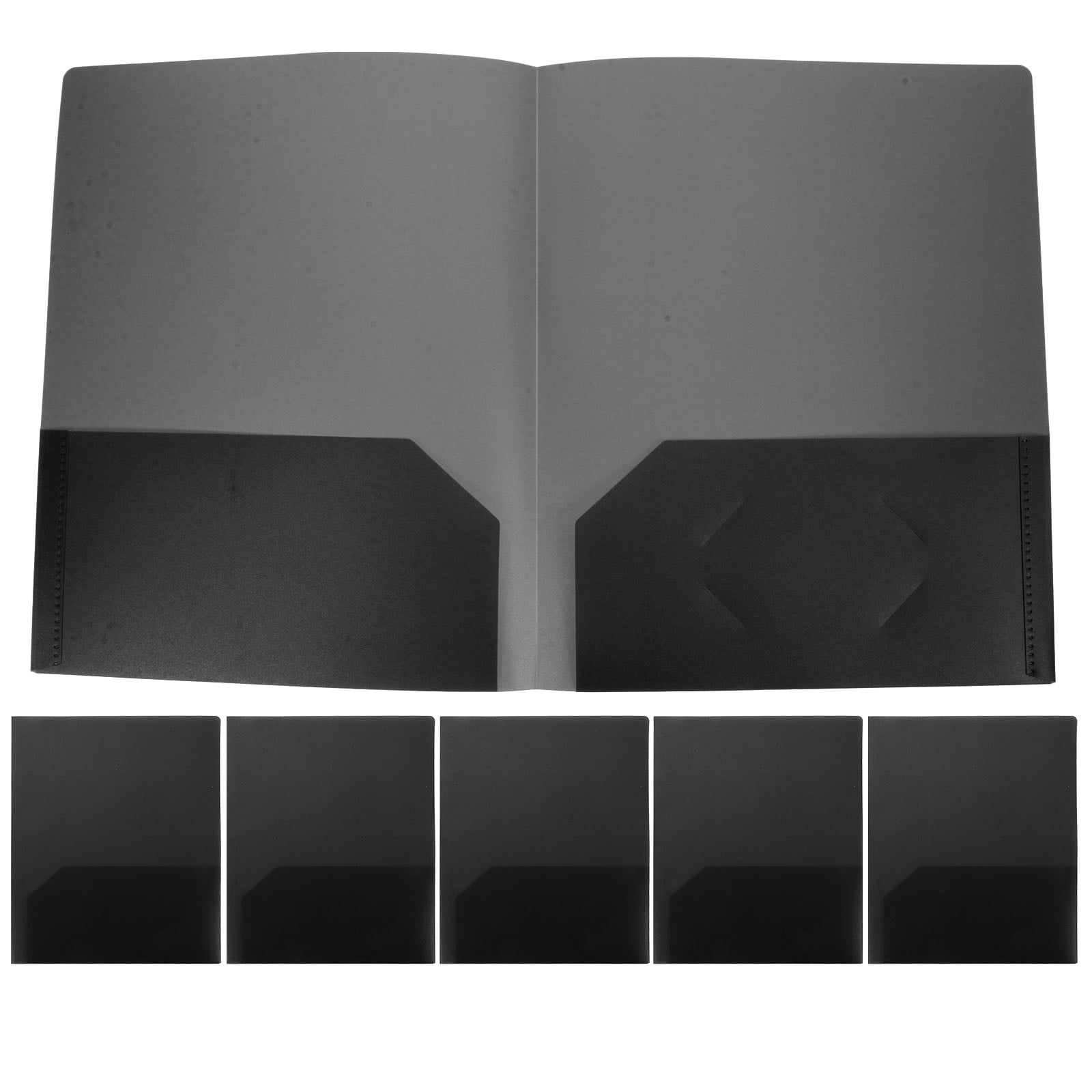 OUNONA 6Pcs Plastic Folder with Dual Pockets Black for Document Storage ...