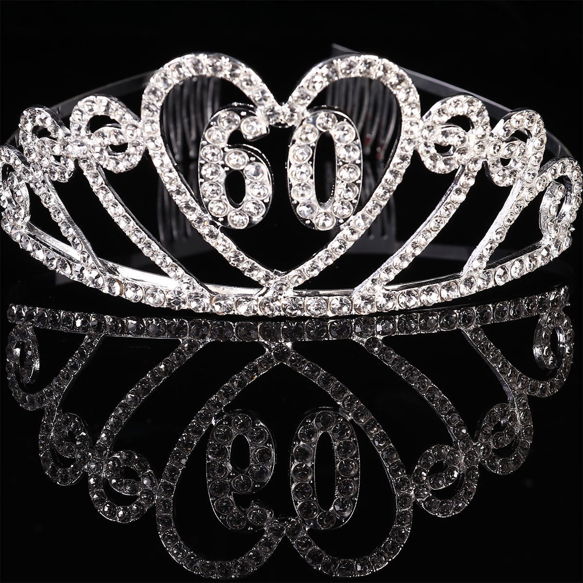OUNONA Shiny Silver Birthday Hair Crown with Rhinestones and Small ...
