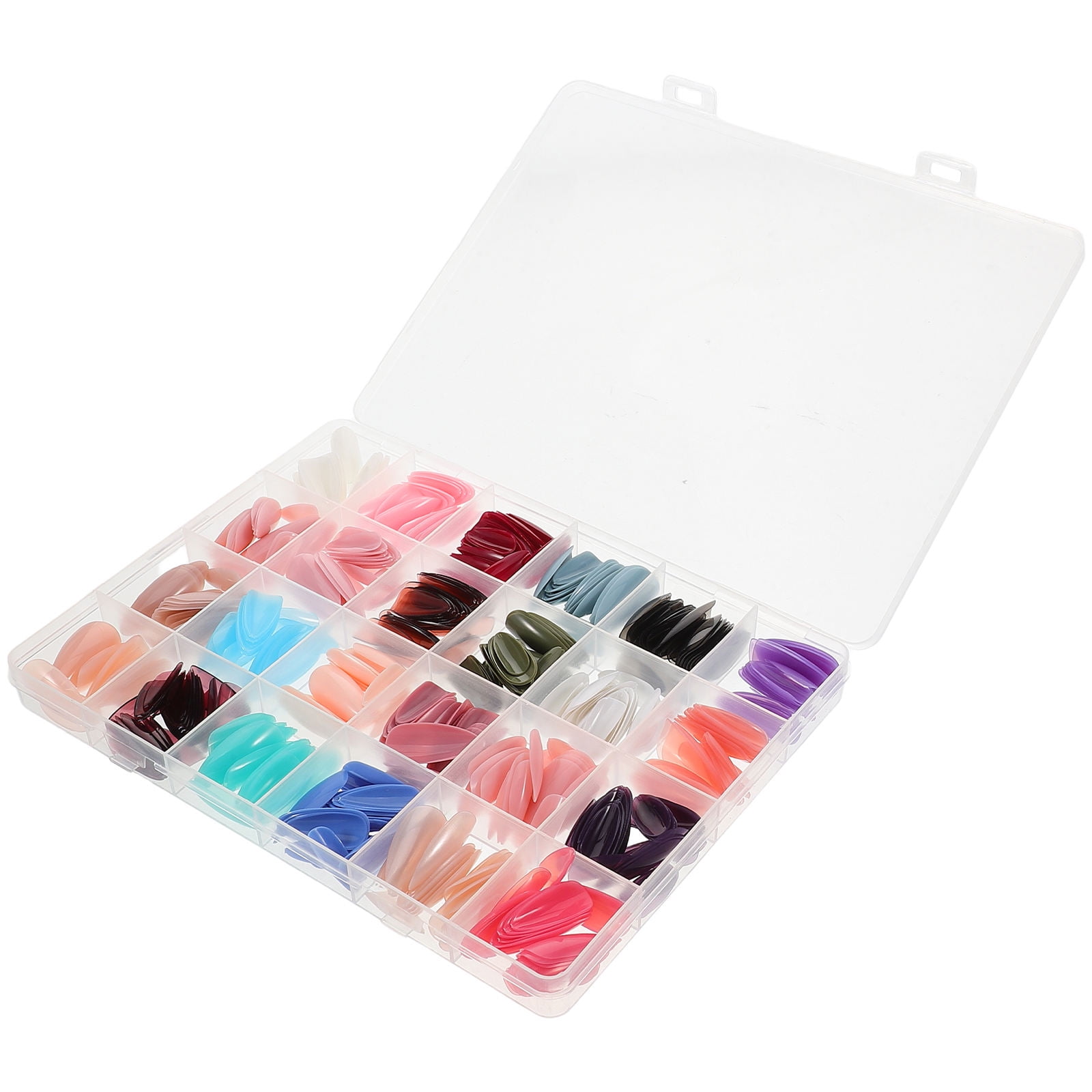 OUNONA Short Artificial Nails Fake Fingernails Coffin Press on Medium ...