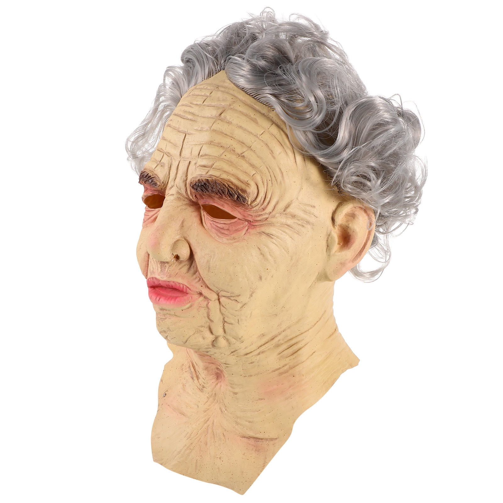 OUNONA Short Head Grandma Mask Realistic Wig Headwear for Cosplay Party ...