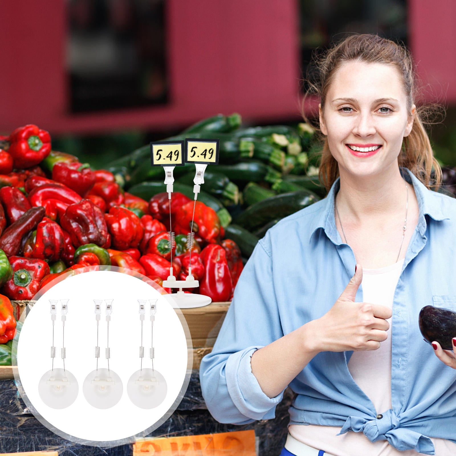 OUNONA Sign Holder Clip Label Holder Market Tag Holders Small Size Tag ...