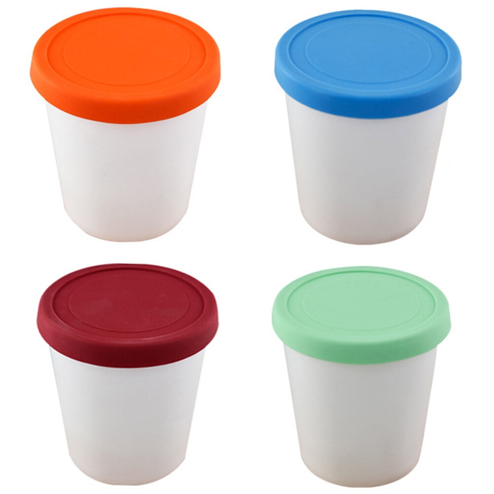 OUNONA Silicone and Plastic Ice Cream Container with Lid for Storage ...