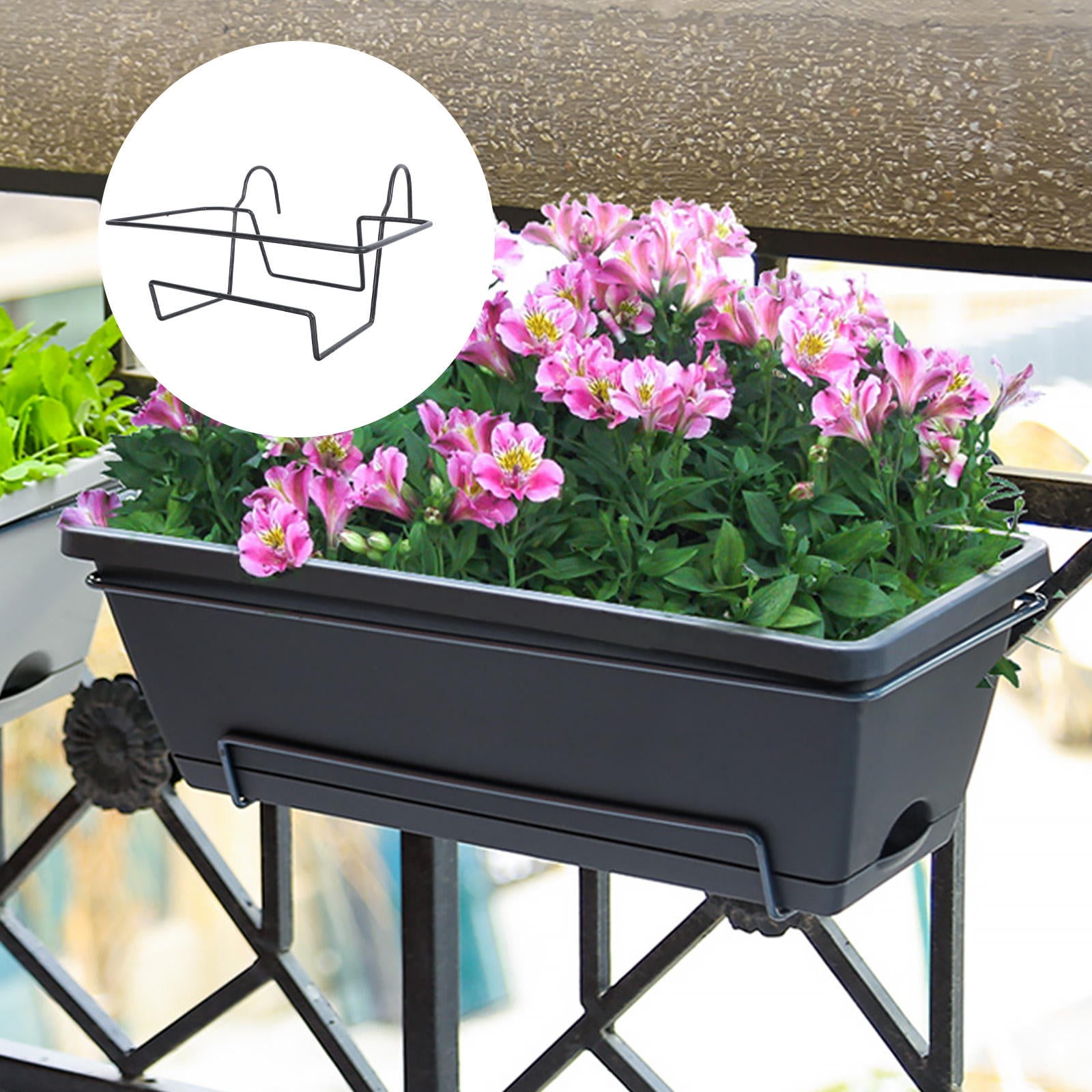 OUNONA Simple Balcony Flower Pot Stand Fence Deck Plant Stand Railing ...