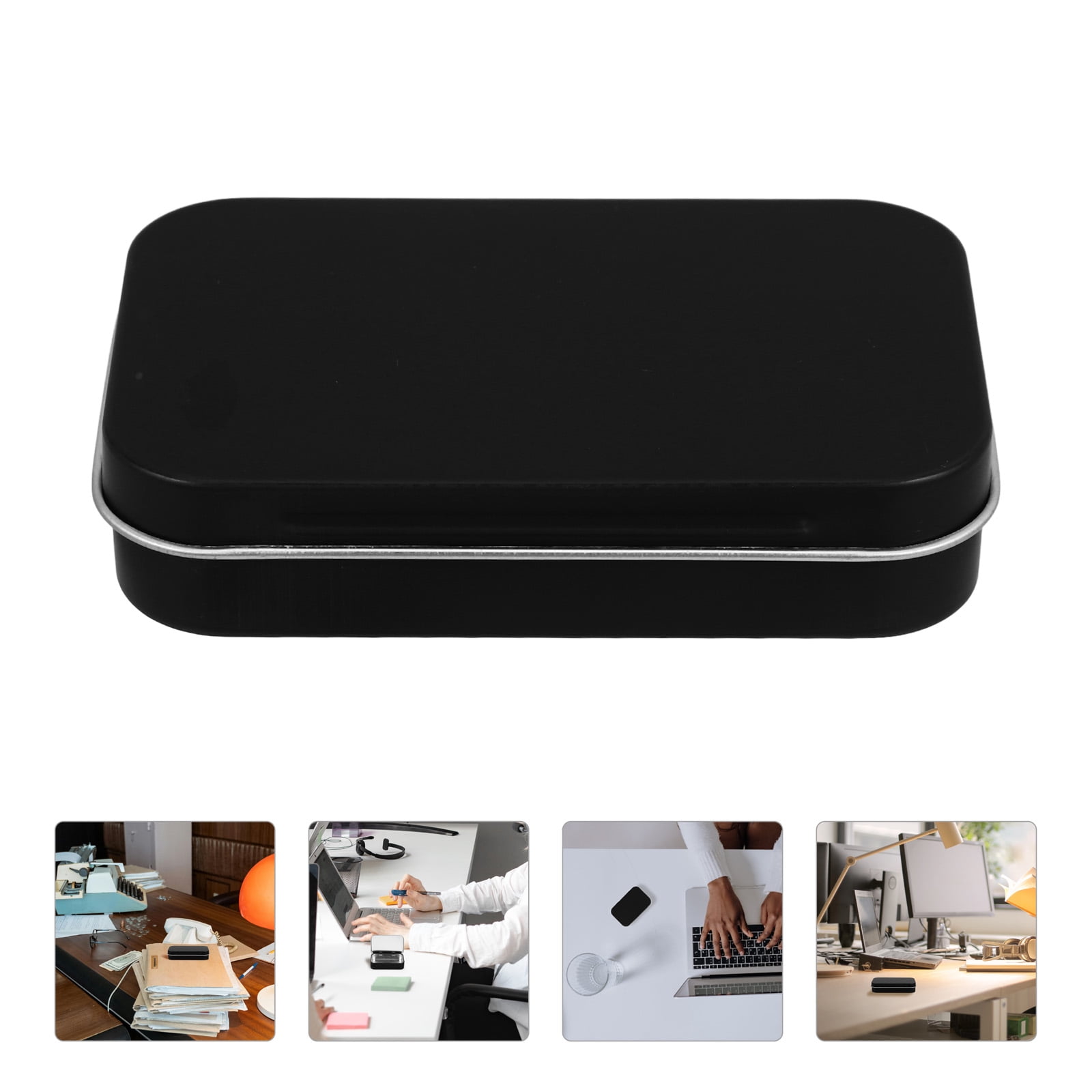 OUNONA Small Metal Box with Lid Hinged Tin Container 2pcs - Walmart.com
