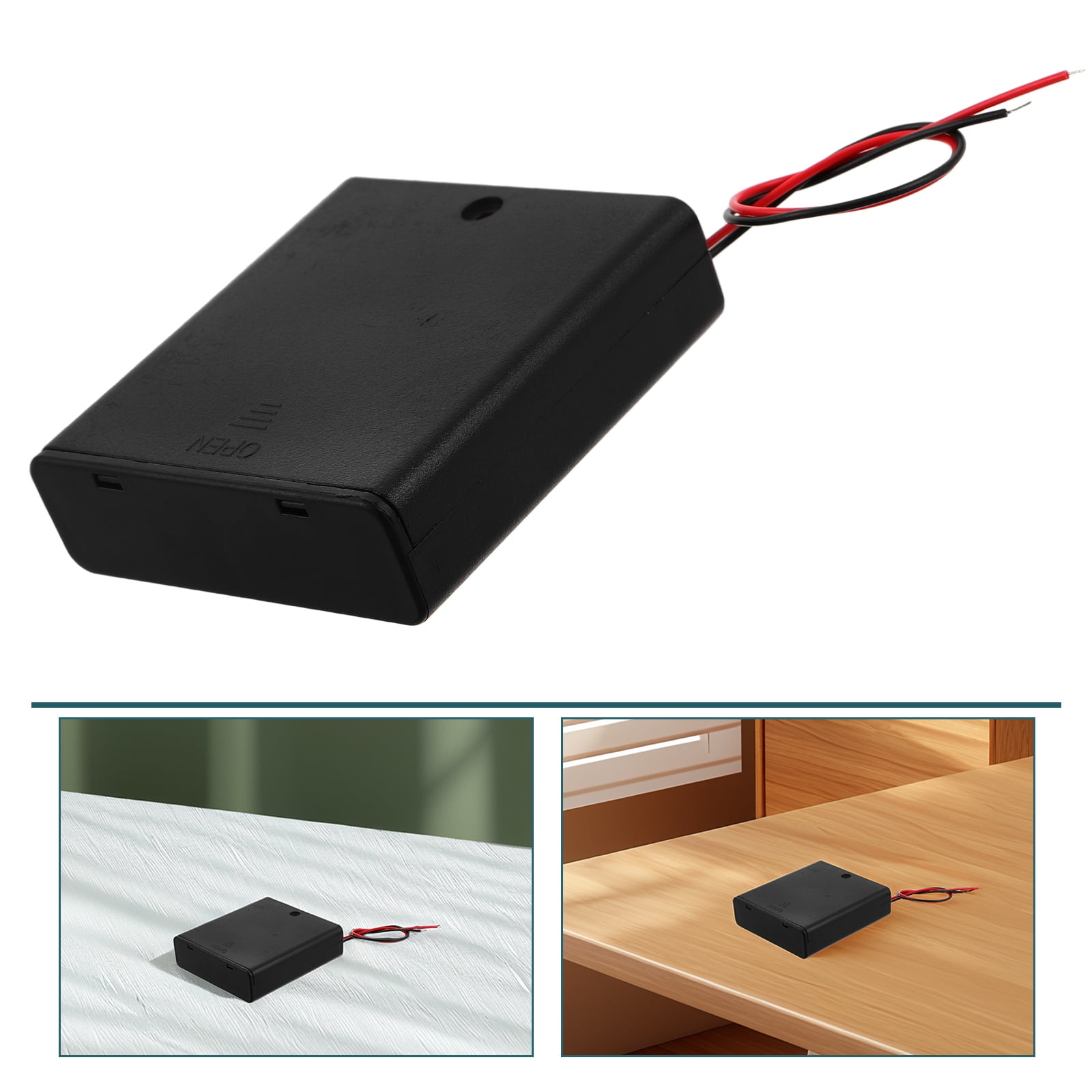 OUNONA Small Plastic Battery Holder Case for 4 AA Batteries 6V with ...