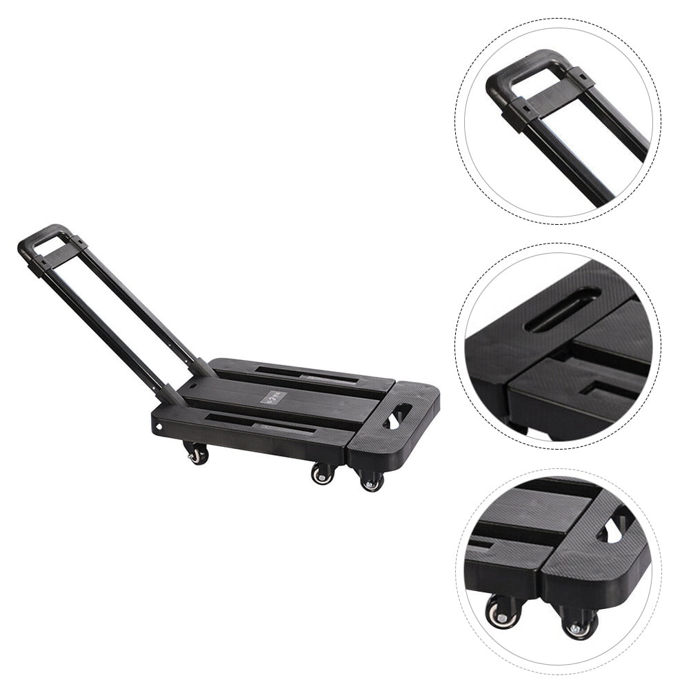 OUNONA Small Push Cart Dolly Foldable Trolley Silent Handling Office ...