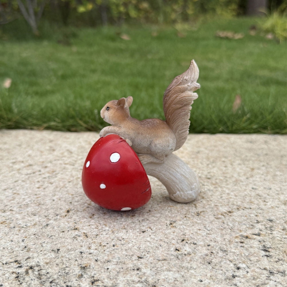 Tineasur Multi Color Resin Squirrel Sculpture Fairy Garden Decor for ...