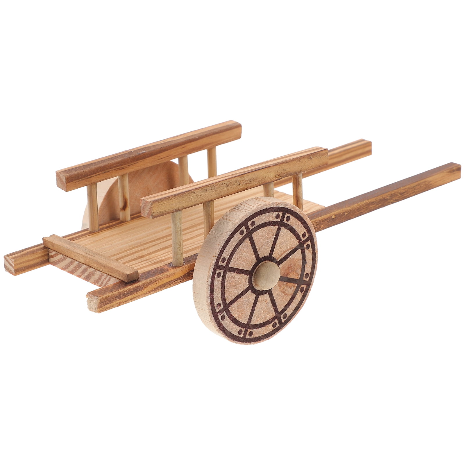 OUNONA Small Trolley Model Wood Cart Model Micro Landscape Cart Model ...