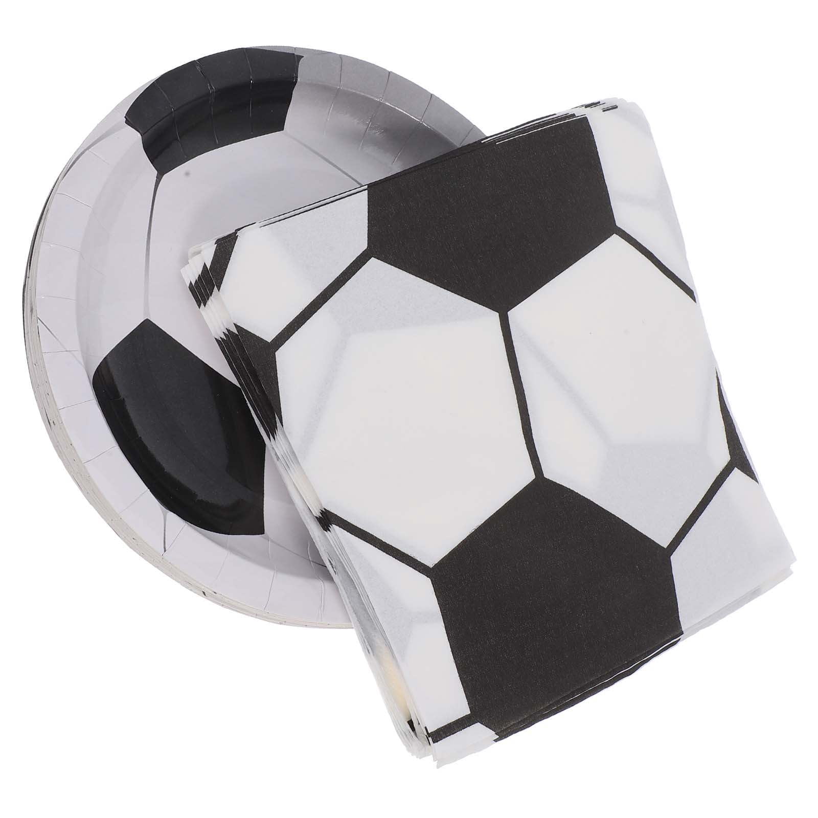 OUNONA Soccer Party Supplies Set with Disposable Paper Plates and ...
