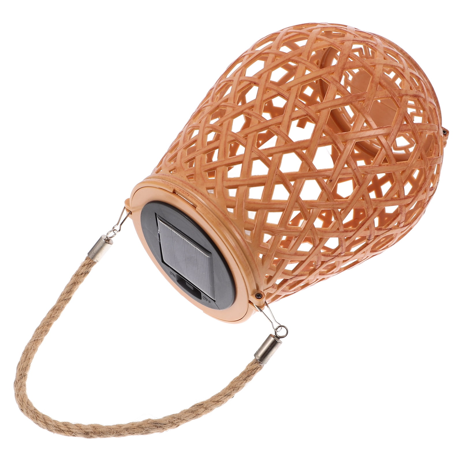 OUNONA Solar Rattan Lantern Solar Light Outdoor Waterproof Woven ...