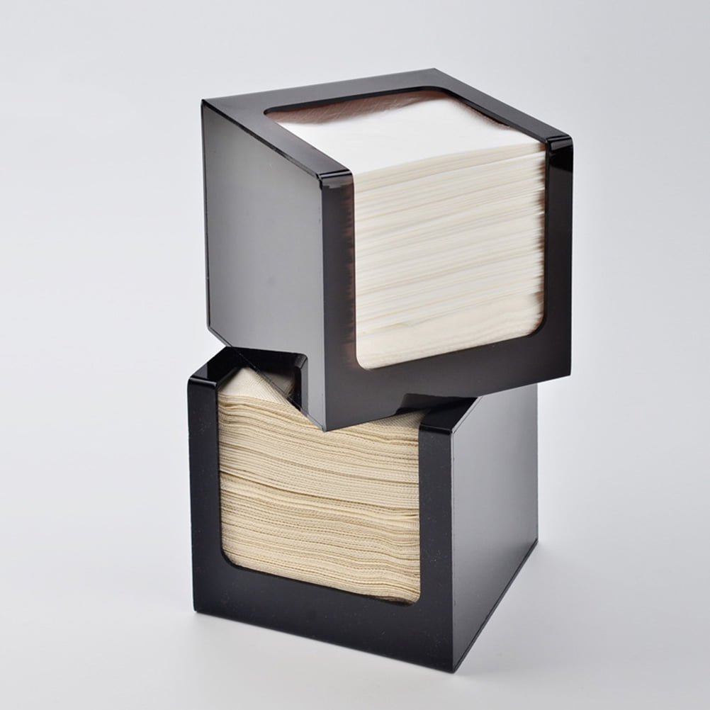 OUNONA Square Plastic Tissue Holder Desktop Napkin Storage Box ...