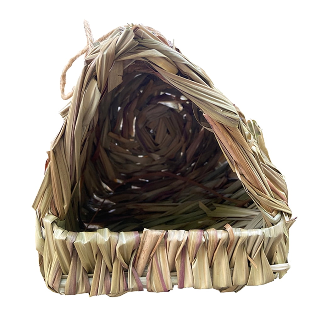 OUNONA Handwoven Straw Bird Nesting Box Natural Grass Parakeet Cage ...