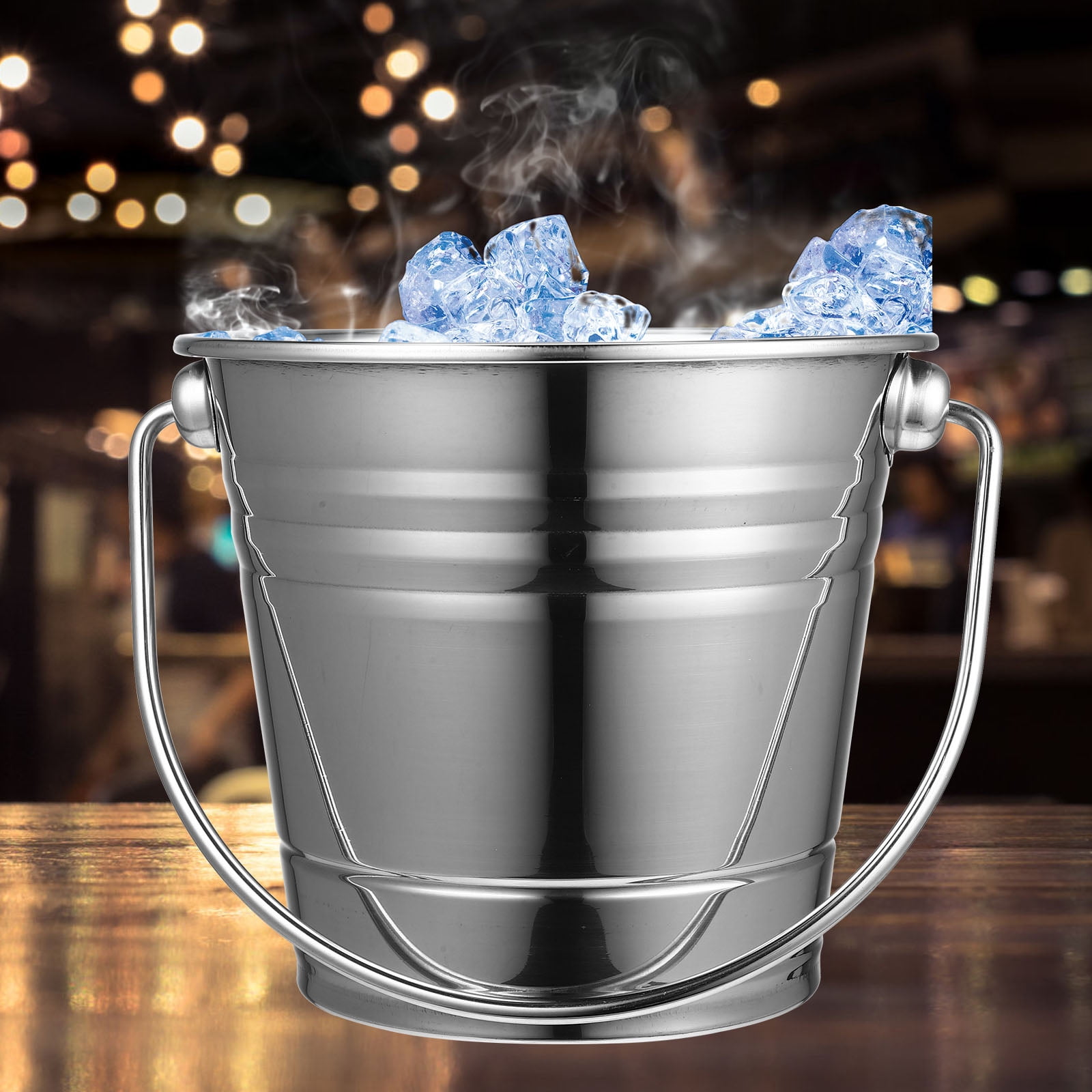 OUNONA Stainless Steel Bucket Bar Use Cooling Beer Bucket Portable Cold ...