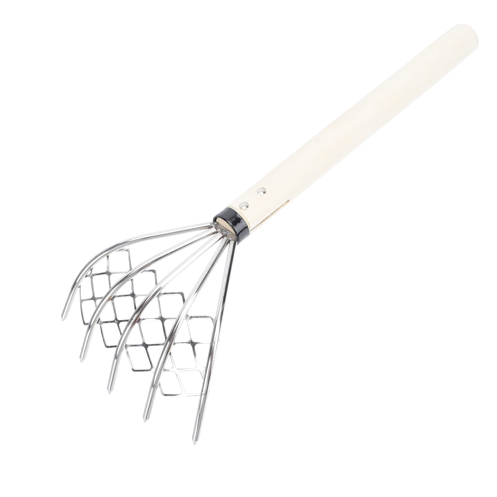 OUNONA Stainless Steel Clam Rake with Net Ergonomic Wooden Handle for ...