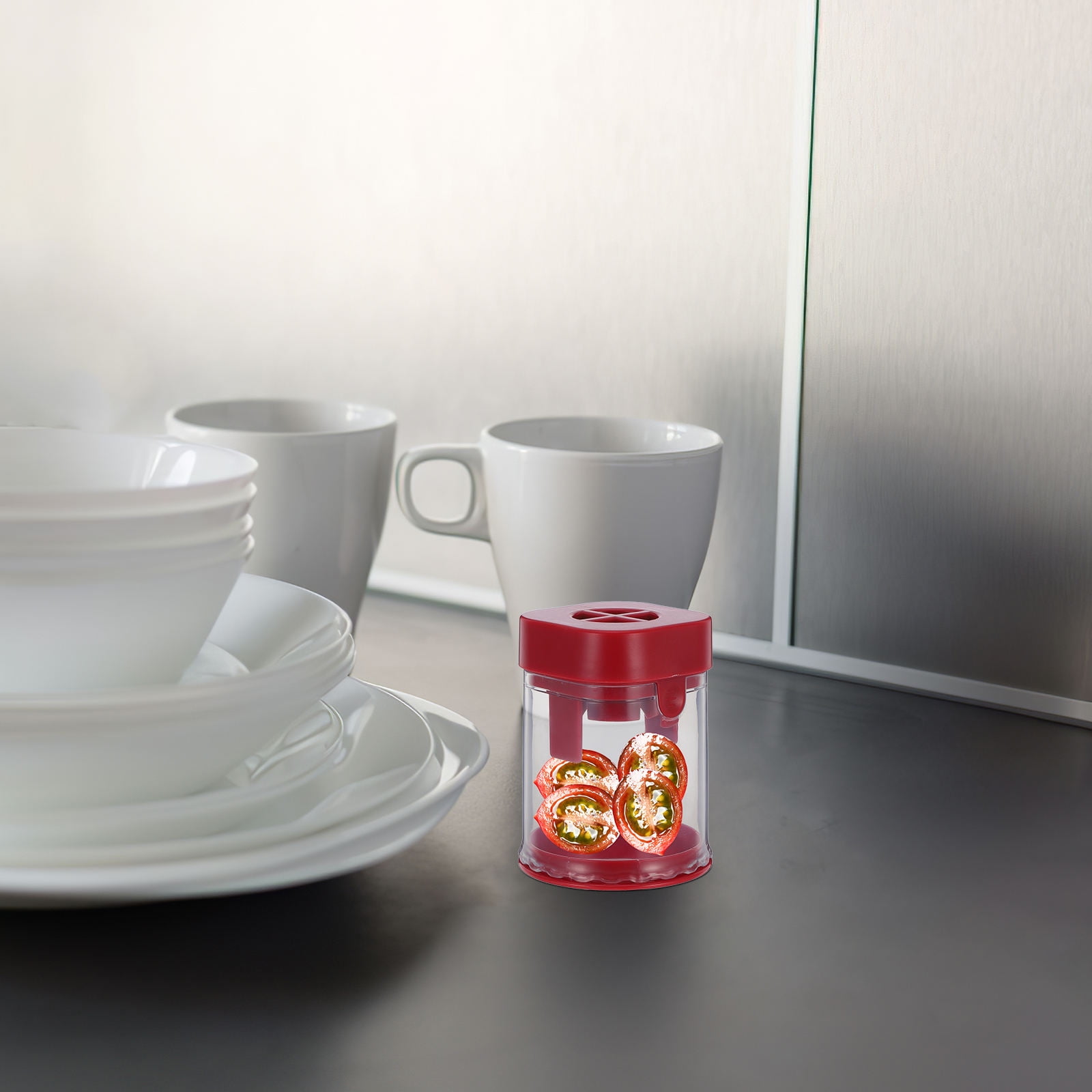 OUNONA Stainless Steel Cup Slicer and Vegetable Slicer with Push Plate ...