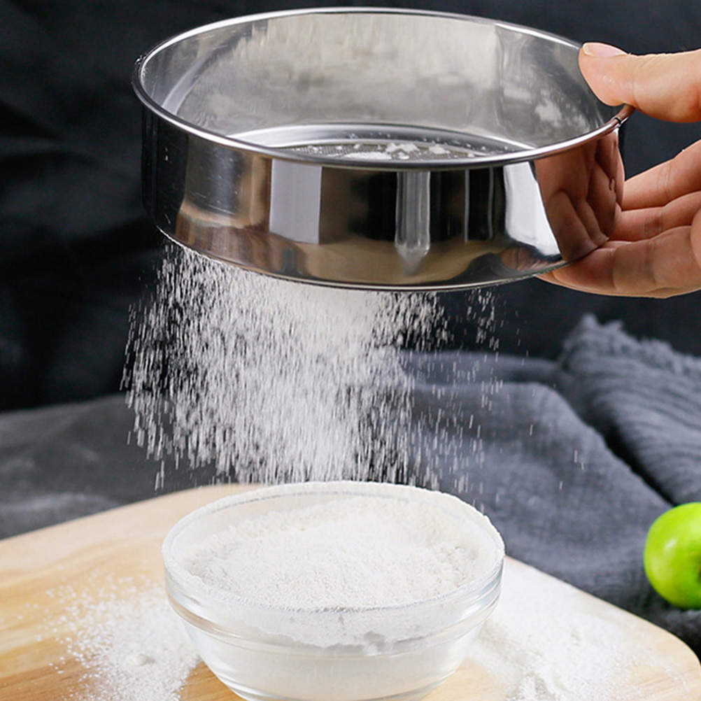 OUNONA Stainless Steel Flour Sieve Sifter Baking Sifters Filter Silver ...