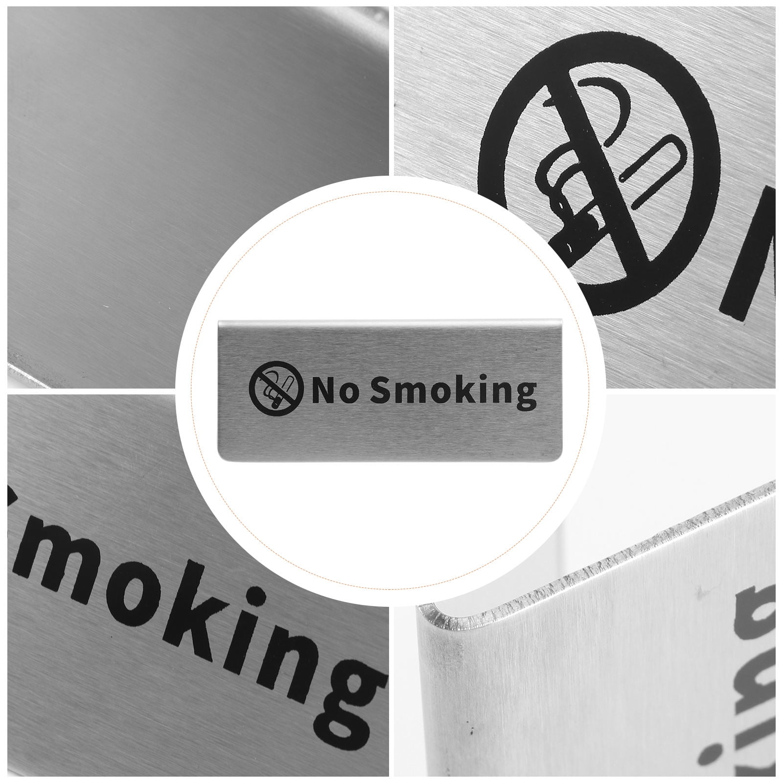 OUNONA Stainless Steel No Smoking Sign Double Side Table No Smoking ...