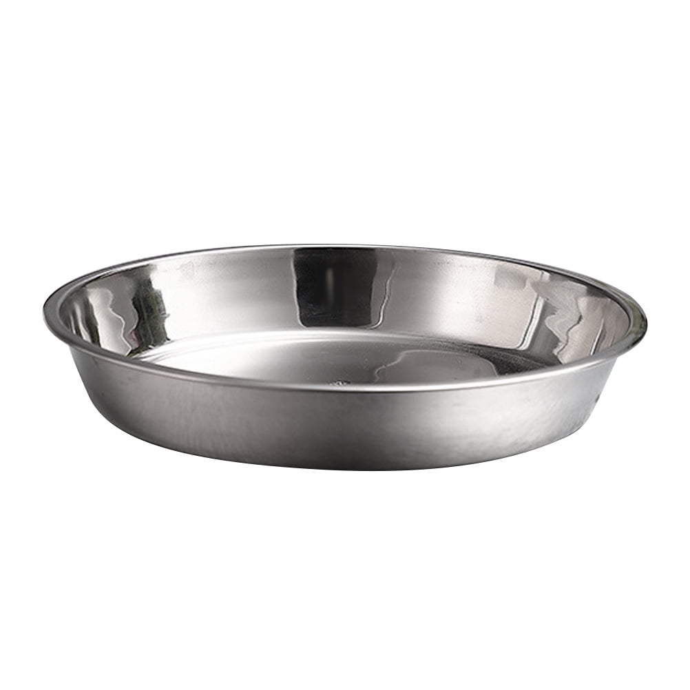 OUNONA Stainless Steel Non-magnetic Flat Round Plate Portable Dish ...
