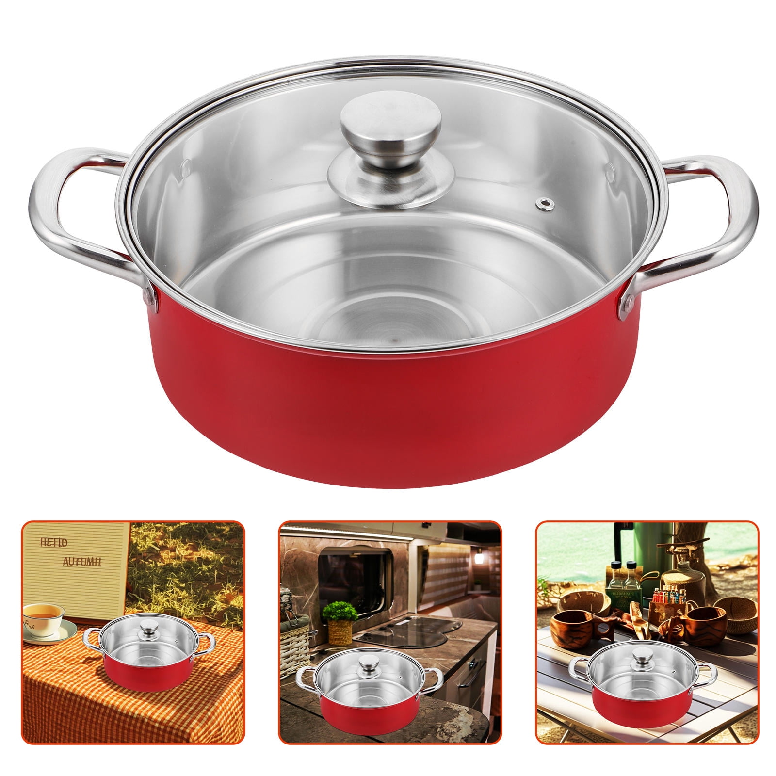 OUNONA Stainless Steel Stock Pot With Lid Cooking Pasta Soup Pot Heavy ...