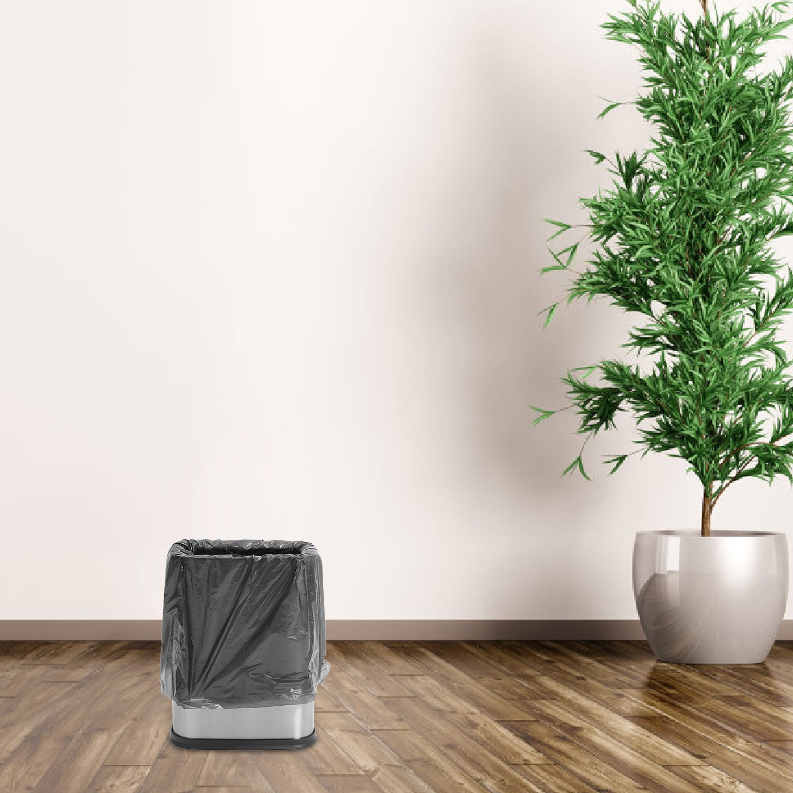 OUNONA Stainless Steel Trash Can 8L Waste Basket With Open Top Design ...