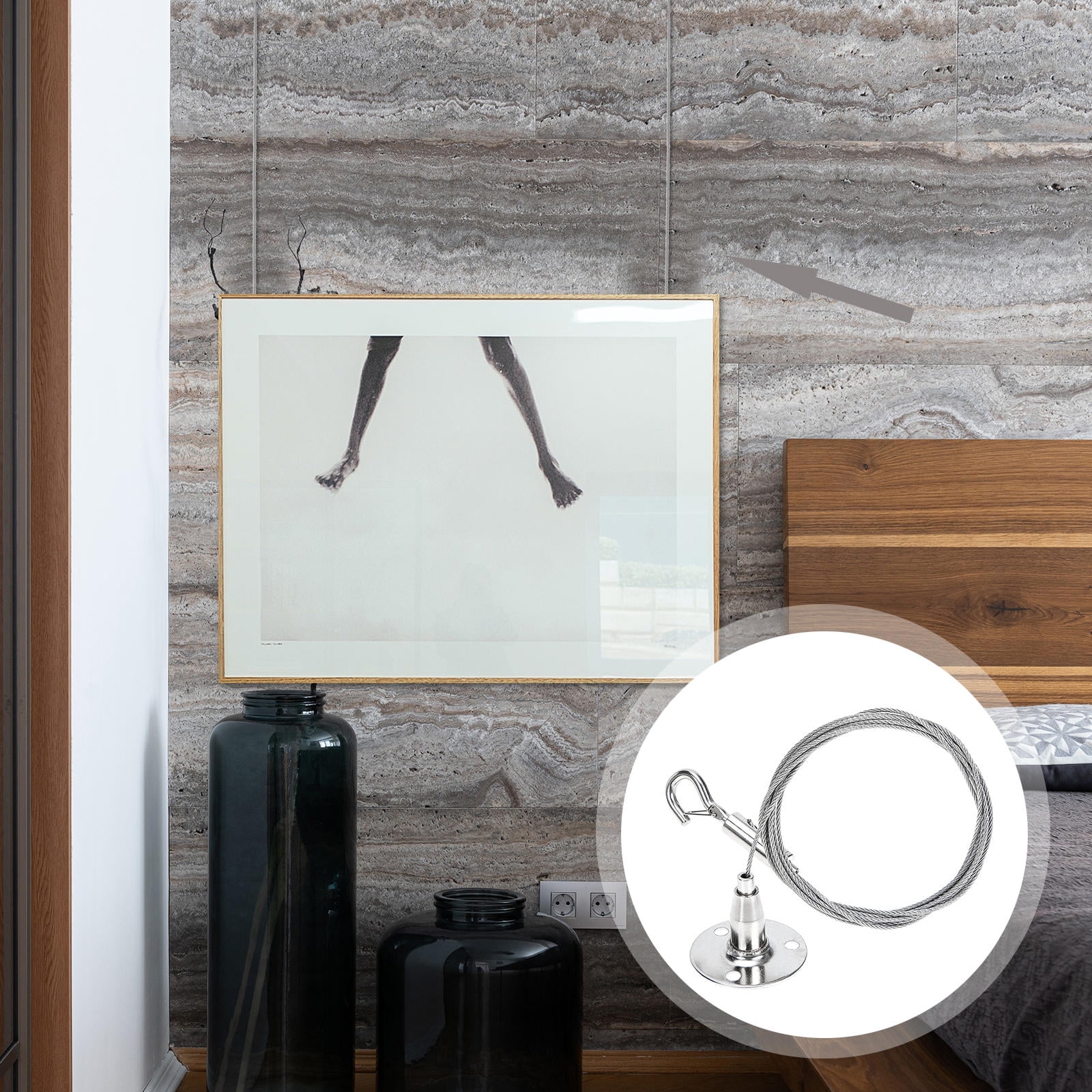 OUNONA Stainless Steel Wire Rope Hanger for Hanging Pictures and Art ...