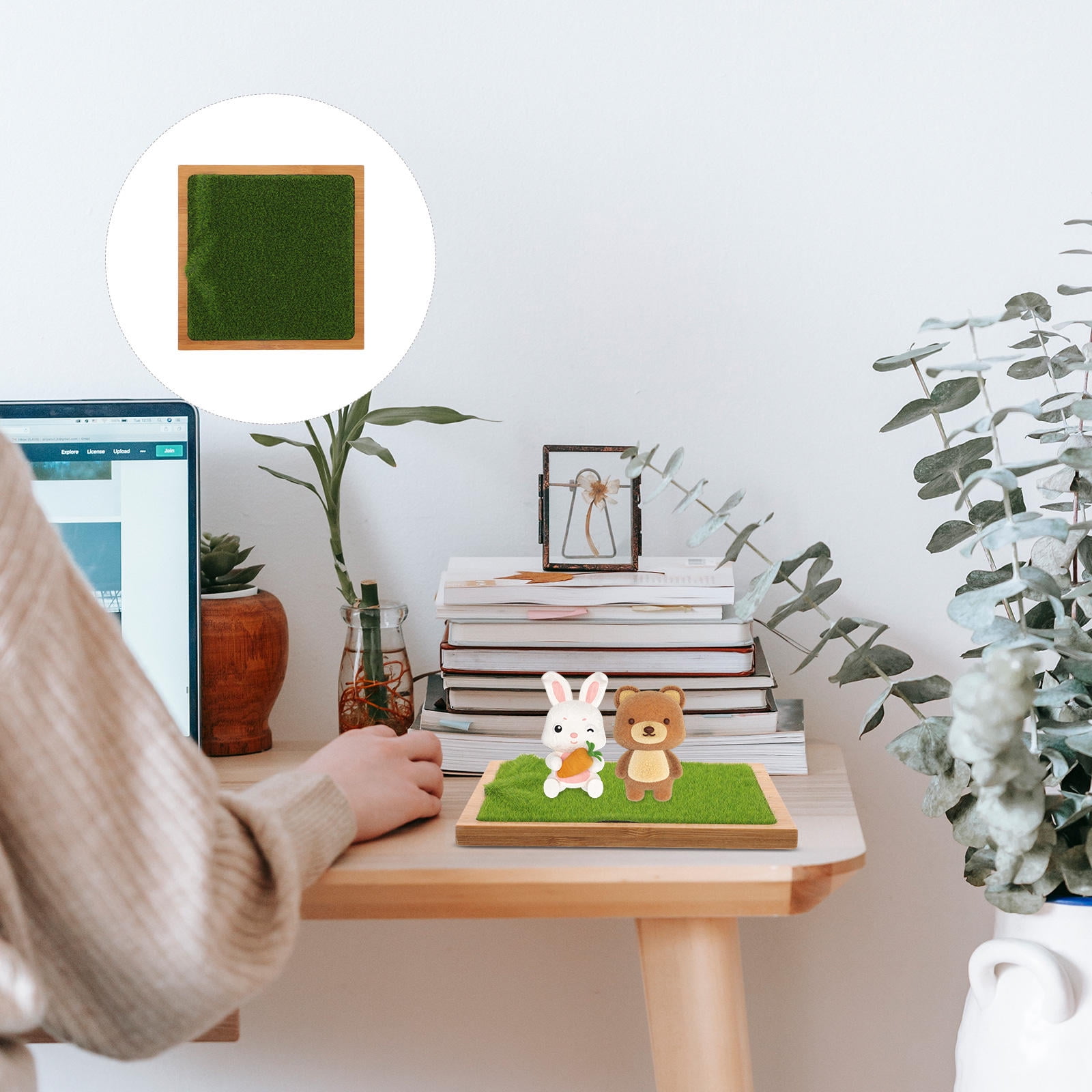 TABLETREANDS Bamboo Display Stand Square Design Office Use 1Pcs 6.1*6.1 ...