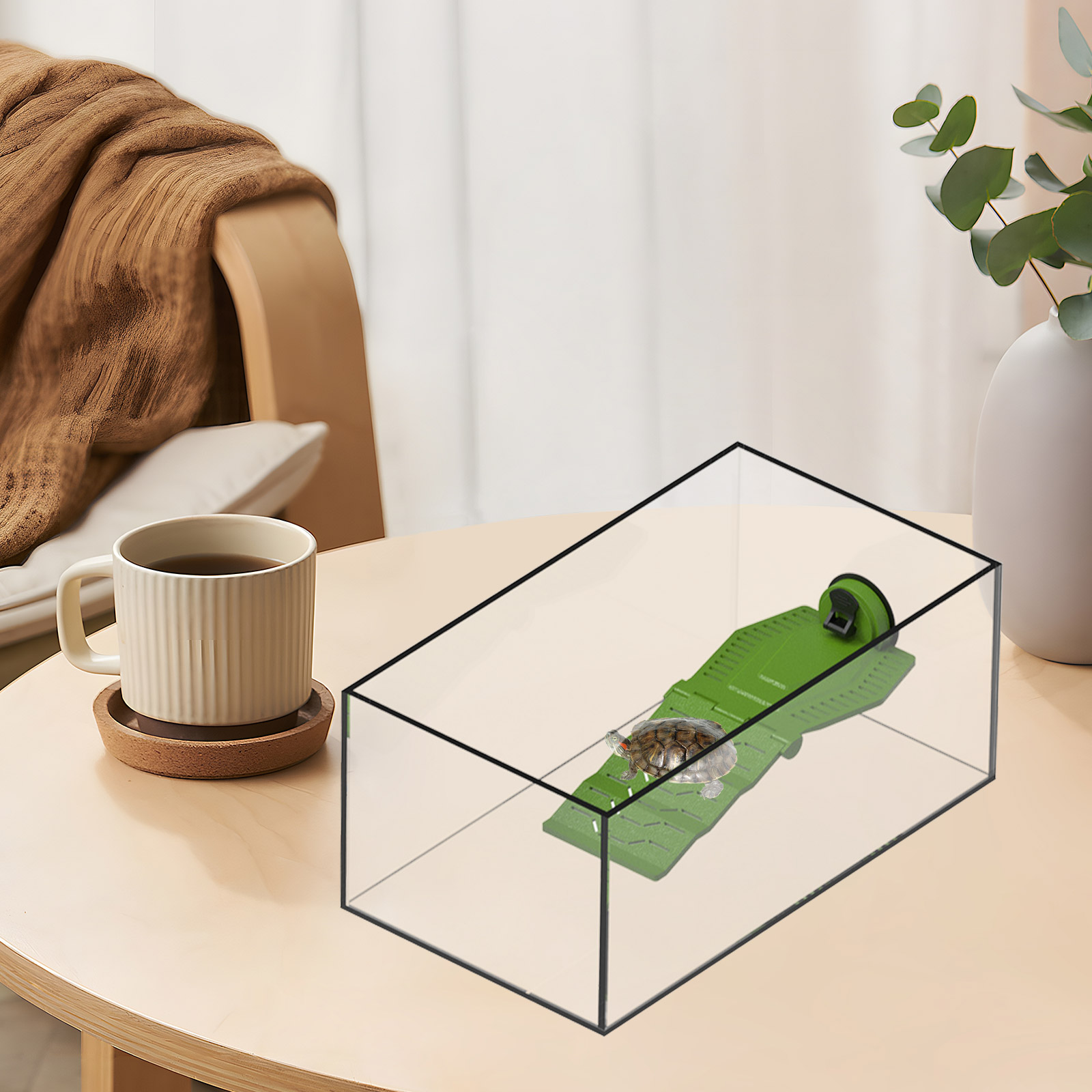 OUNONA Suction Cup Turtle Basking Platform With Folding Ladder Aquatic ...