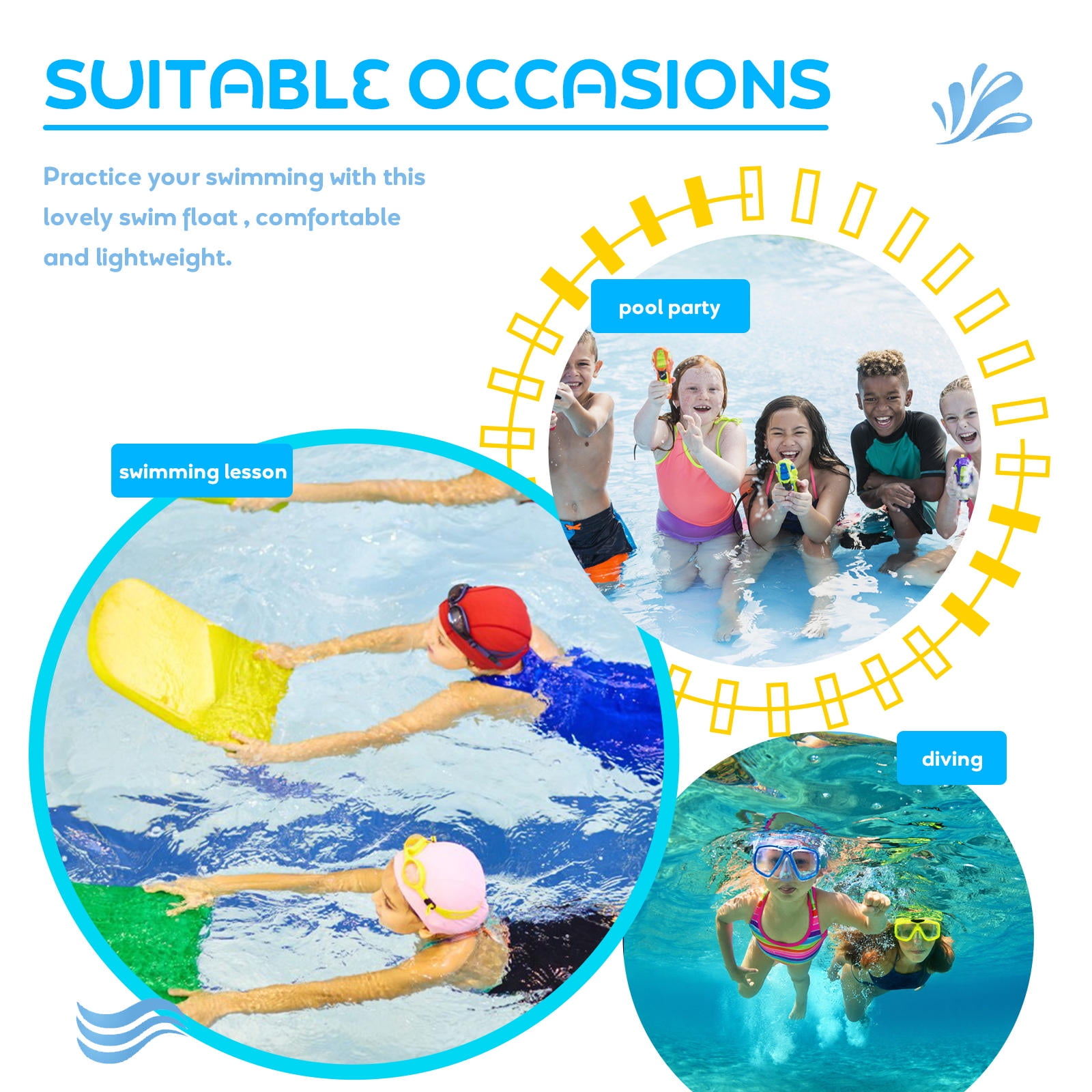 OUNONA Swim Pull Buoy Kick Board For Pool Training Eva Foam Swimming ...