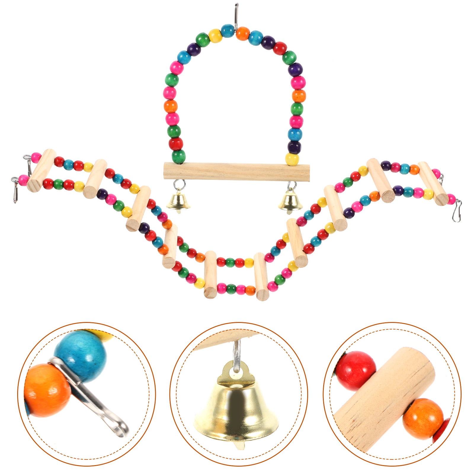 OUNONA Swing Perches Parrot Cage Ladder Flexible Bird Plaything Travel ...