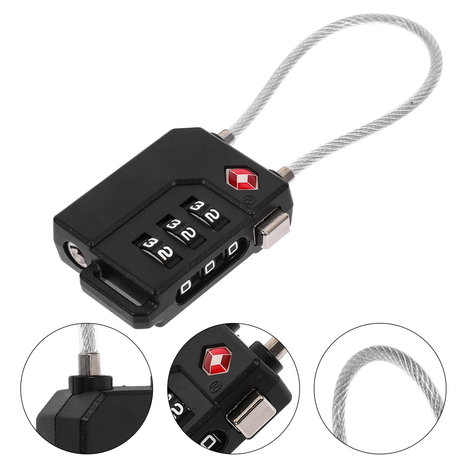 OUNONA TSA Approved Security Cable Luggage Locks 3-Digit Combination ...