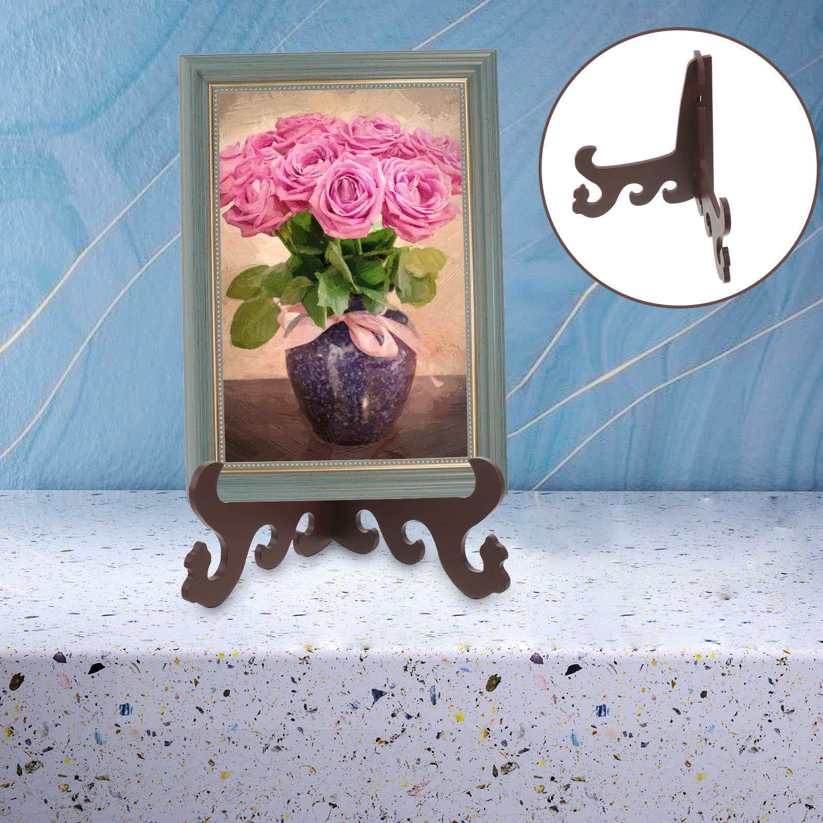 OUNONA Tabletop Wooden Plate Display Stand Multi-use Photo Frame ...