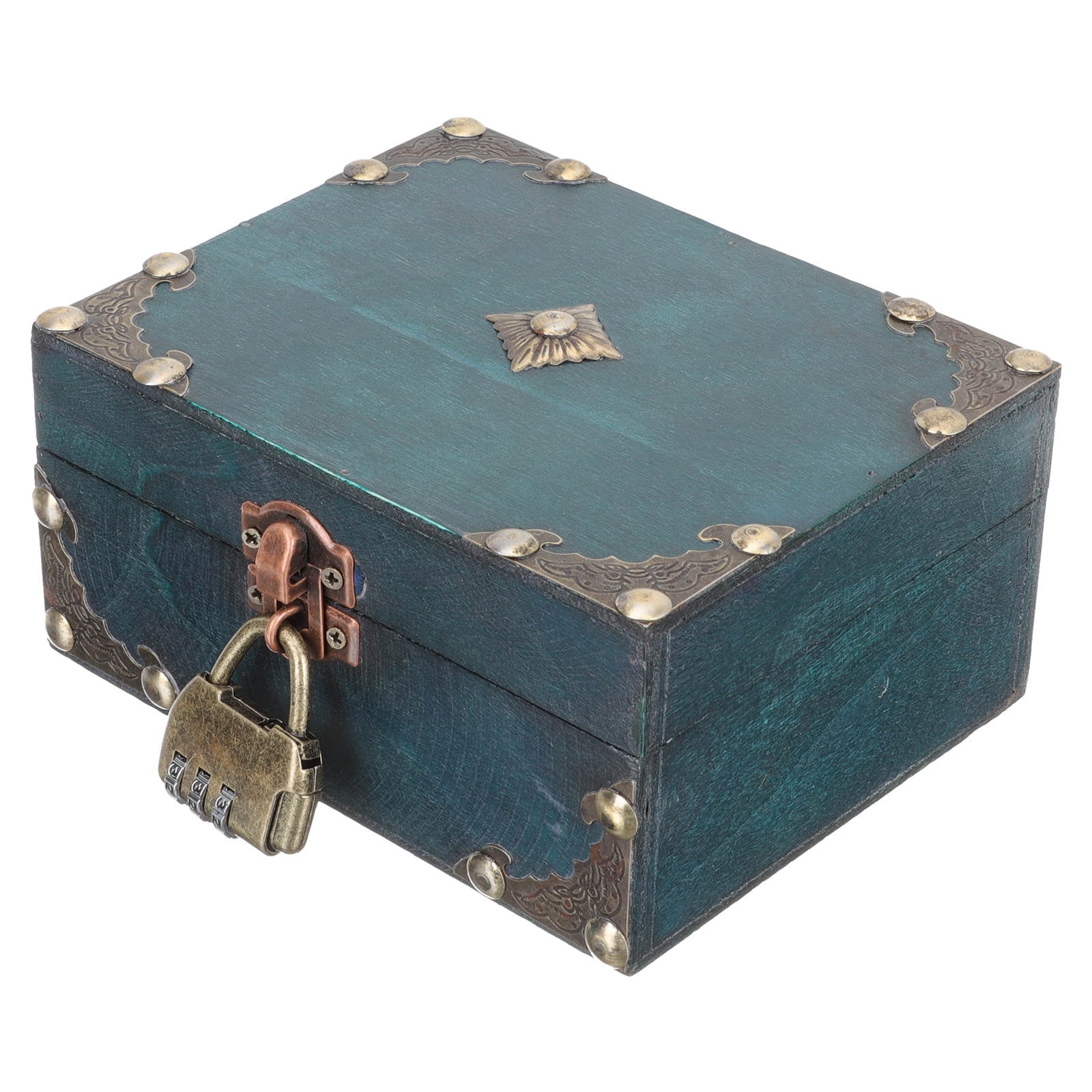 OUNONA Three-password Wooden Trinket Box Dressing Table Coded Lock ...