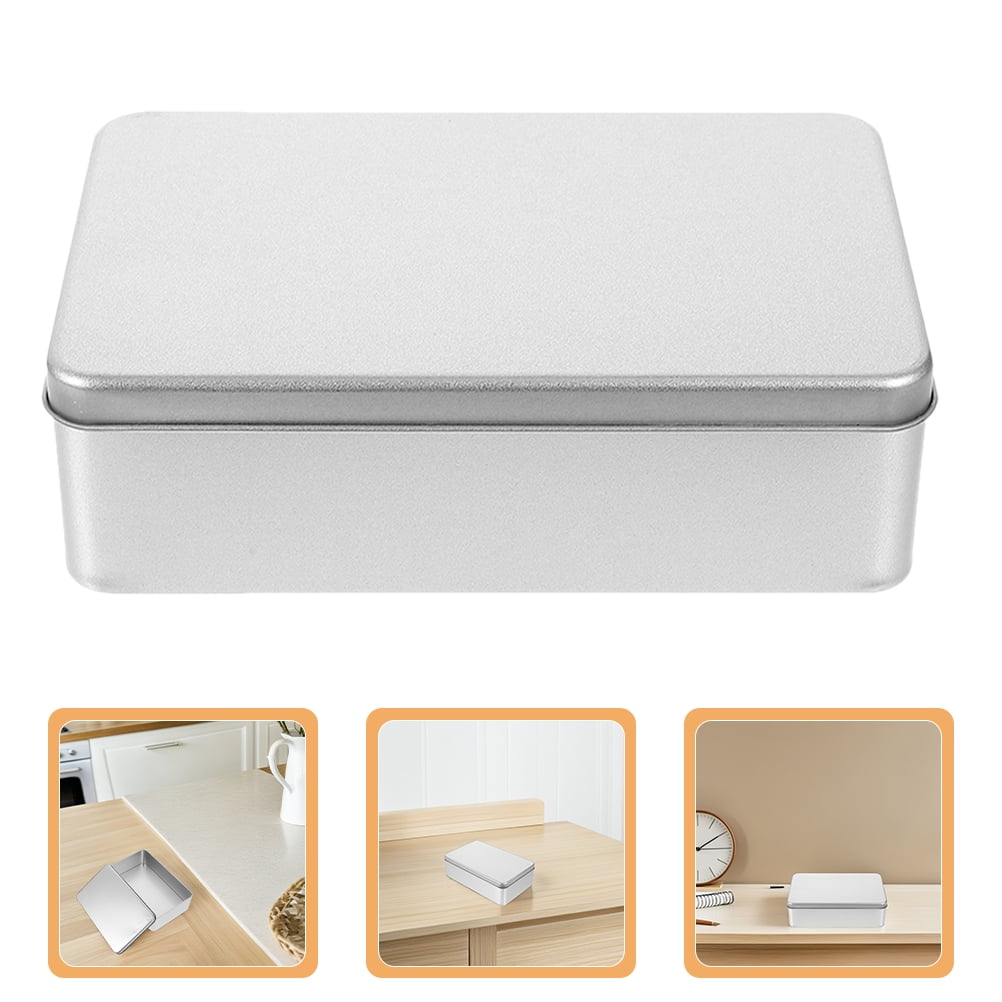OUNONA Tin Box Metal Box Cookie Tin With Lids Rectangular Tinplate Can ...