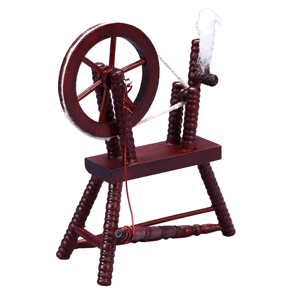 OUNONA Toys Mini Old Spinning Wheel Miniature House Furniture Child 8 ...