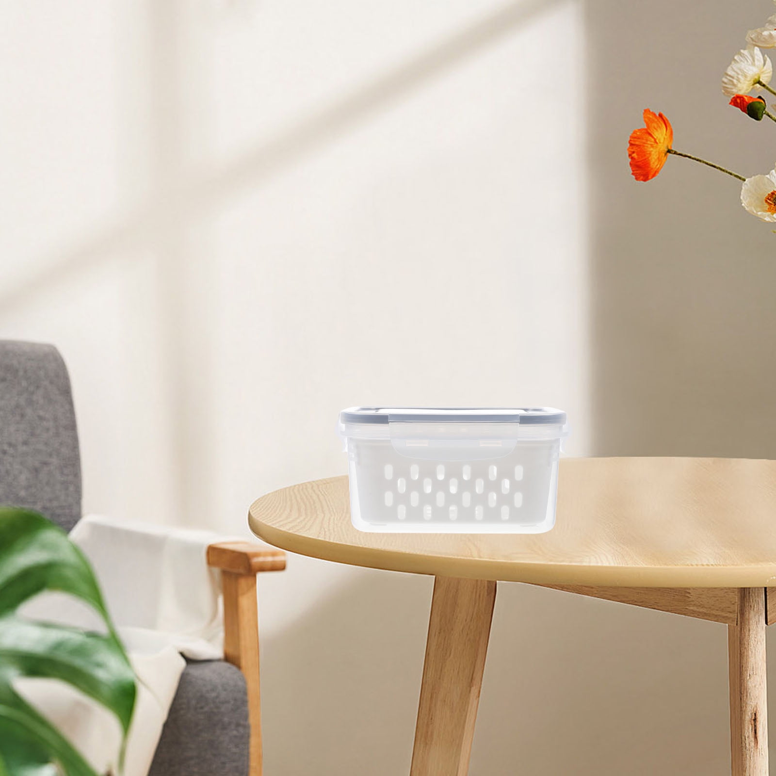 OUNONA Transparent Bin with Lid for Fridge Storage featuring Builtin ...