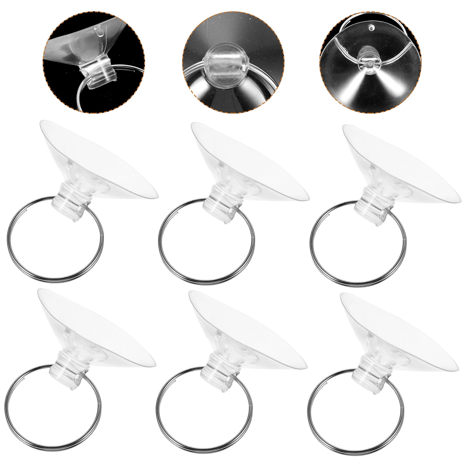 OUNONA Transparent Plastic Suction Cups for Accessories Use with Rings ...