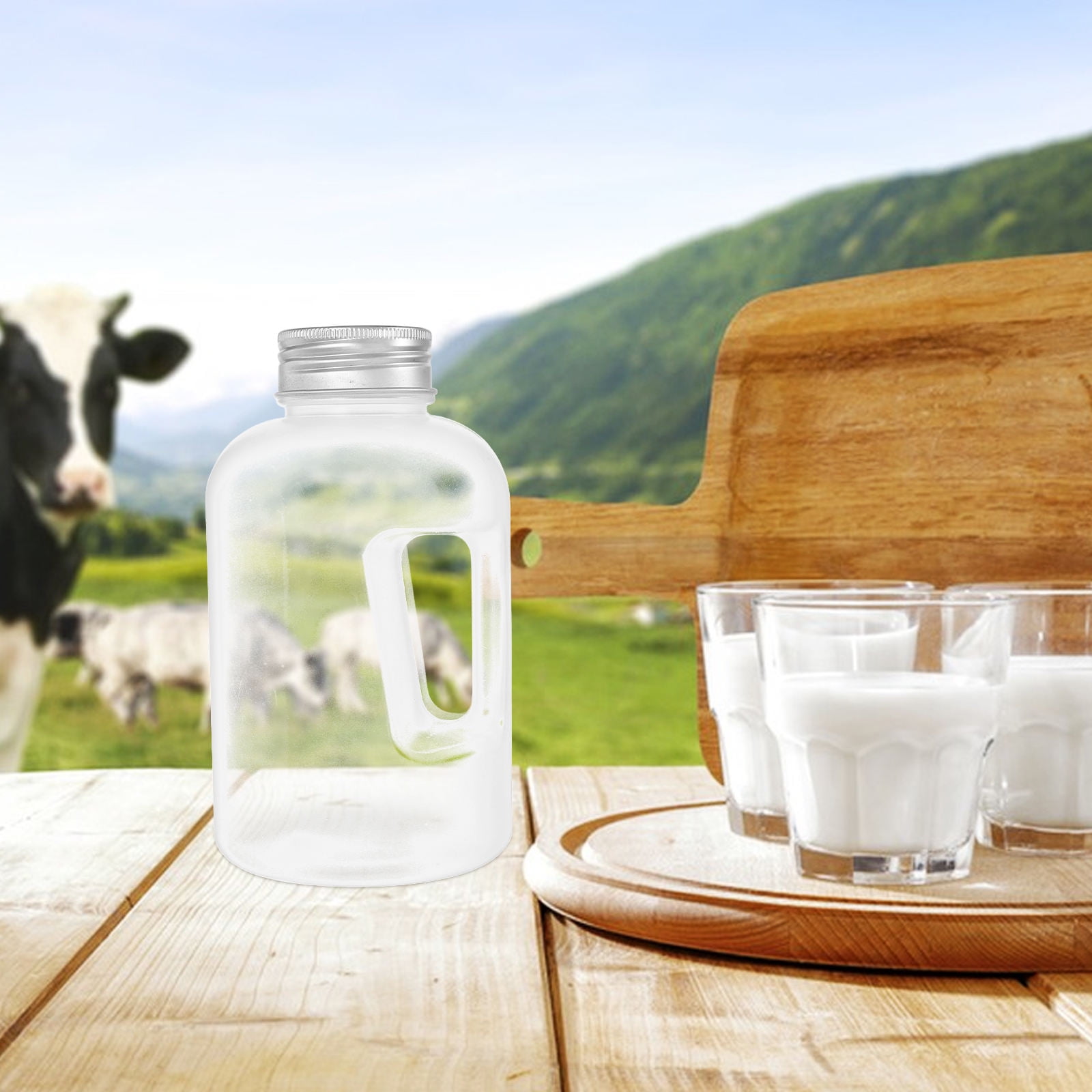 OUNONA Transparent Reusable Juice Bottles with Lids for Water Office ...