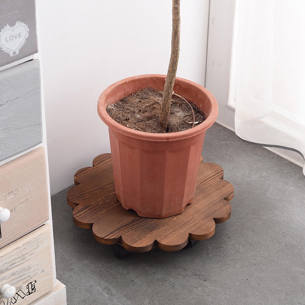 OUNONA Tray Indoors Flower Pot Base with Wheels Plant Stand for Heavy ...